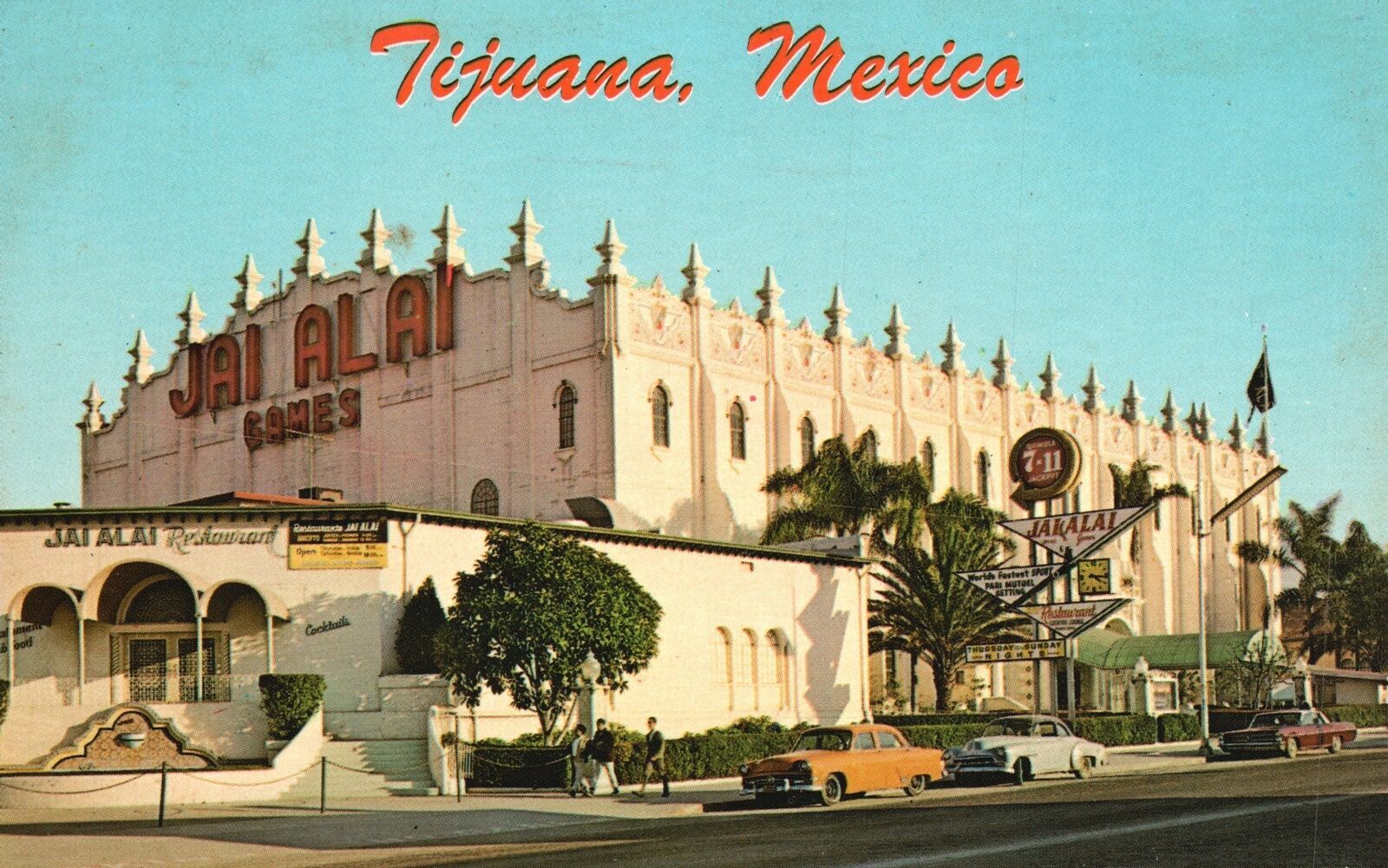 Vintage Postcard Jai Alai Fronton Palacio Main Tourist Spot Tijuana ...