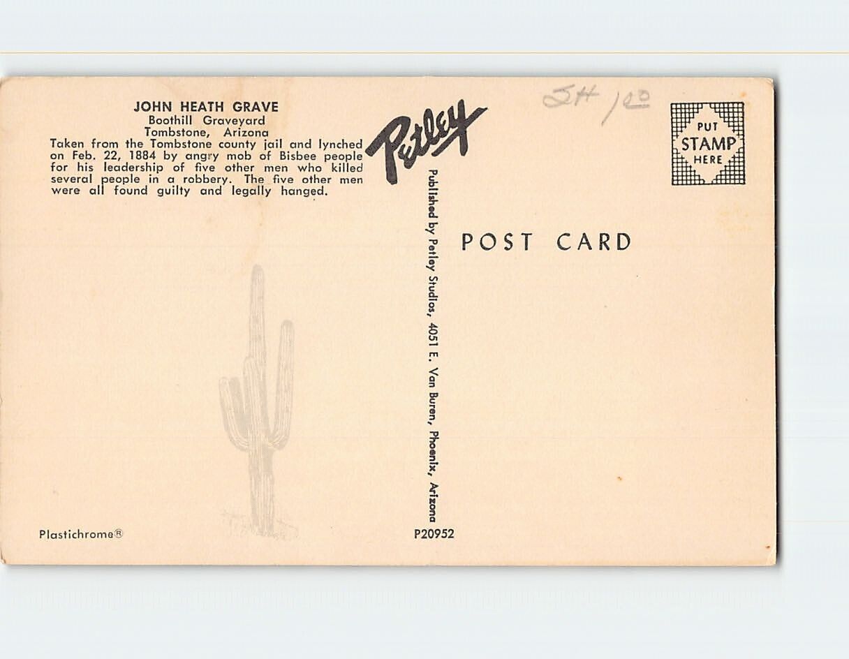 Postcard John Heath Grave Boothill Graveyard Tombstone Arizona USA ...