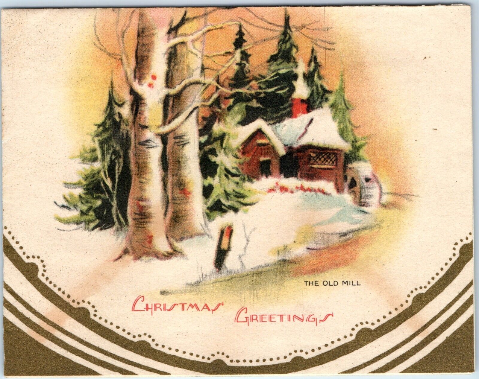 x4 LOT c1930s Christmas Greetings Cards Hound Dog Hunt XMas Mill ...