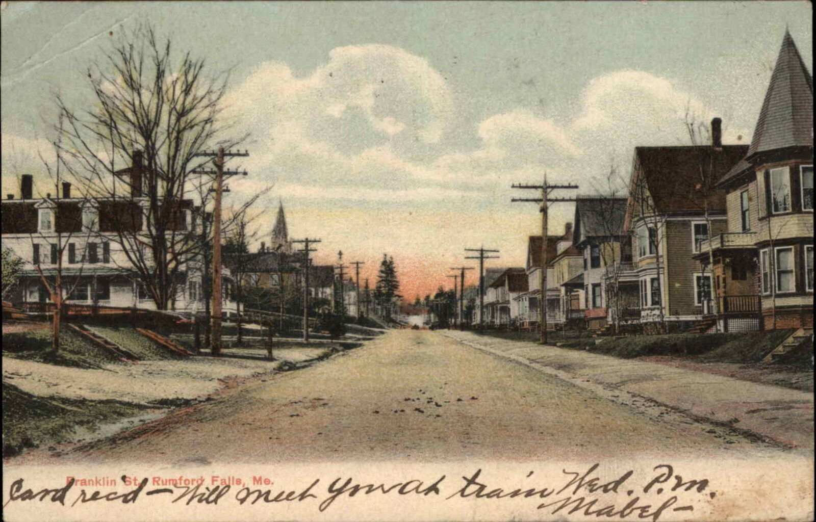 Rumford Falls Maine ME Street Scene Franklin St c1900s-20s Postcard ...