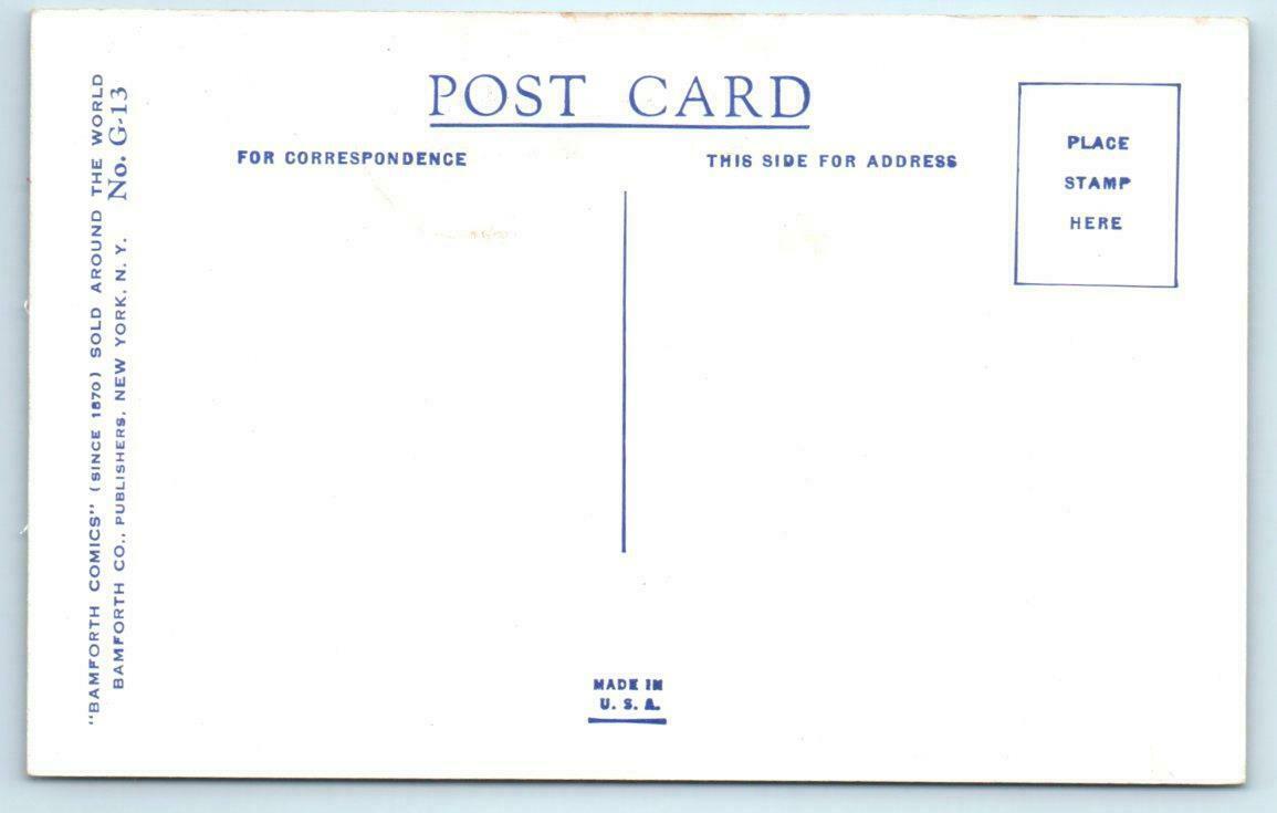 2 Bamforth Postcards COMICS Artist A. Taylor DRINKING & Toothless Smile ...