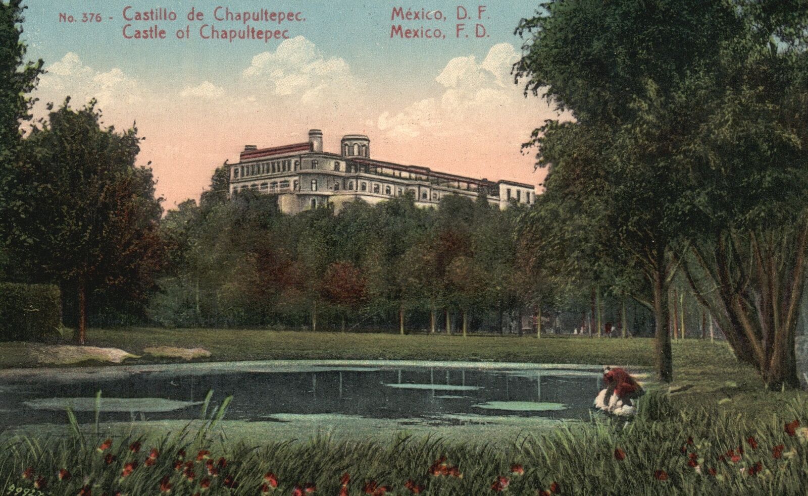 Vintage Postcard 1910's Beautiful Nature Lake Castle of Chapultepec ...