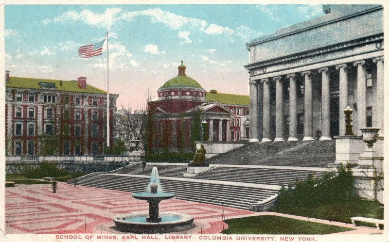 Vintage Postcard 1920's School Of Mines Earl Hall Library Columbia ...