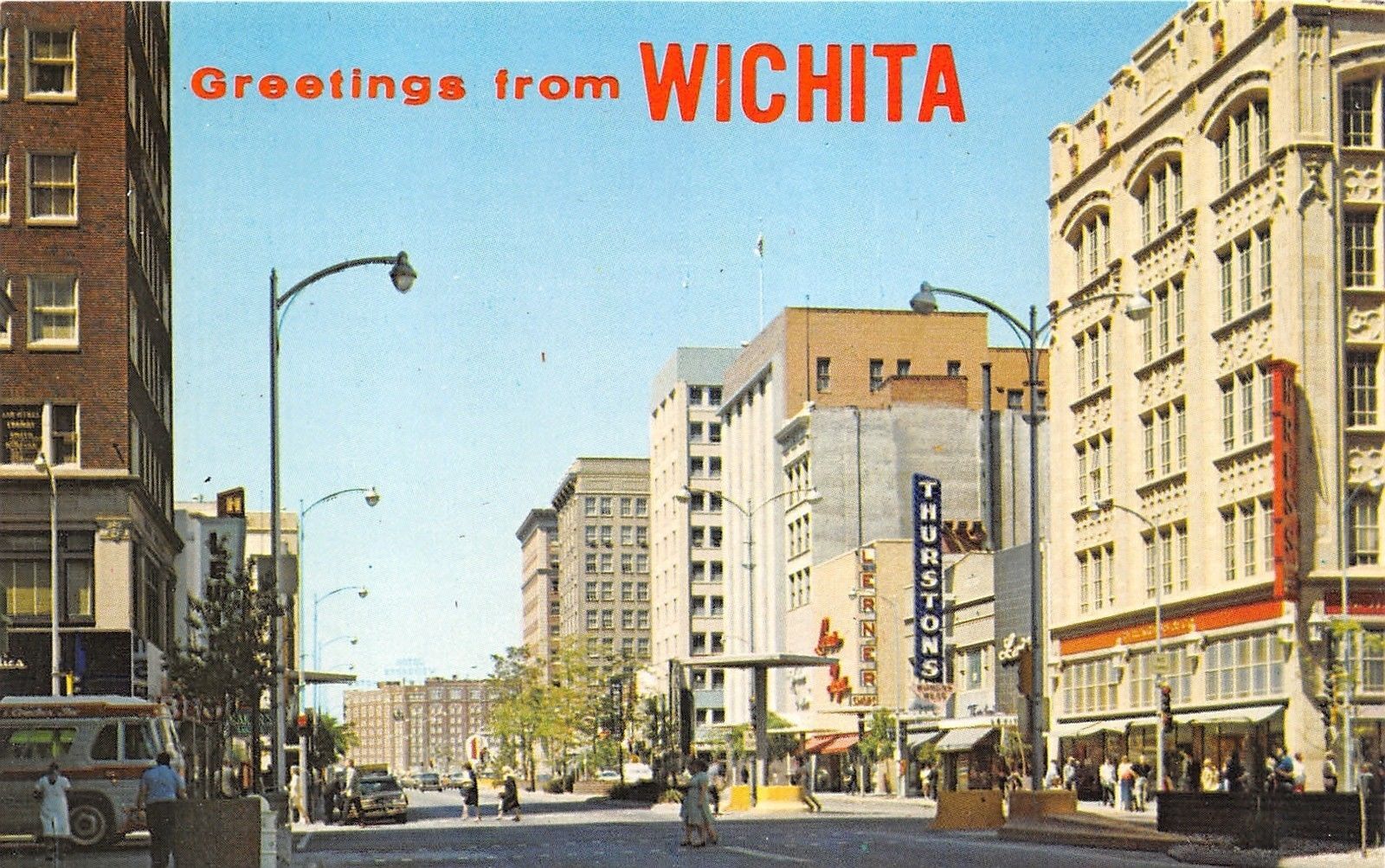 Wichita Kansas~Broadway @ Douglas Street Scene~Kress~Thurstons~Bus ...
