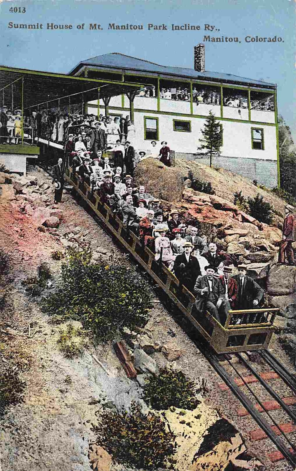 Mt Manitou Park Incline Railroad Summit House Colorado 1910s postcard ...