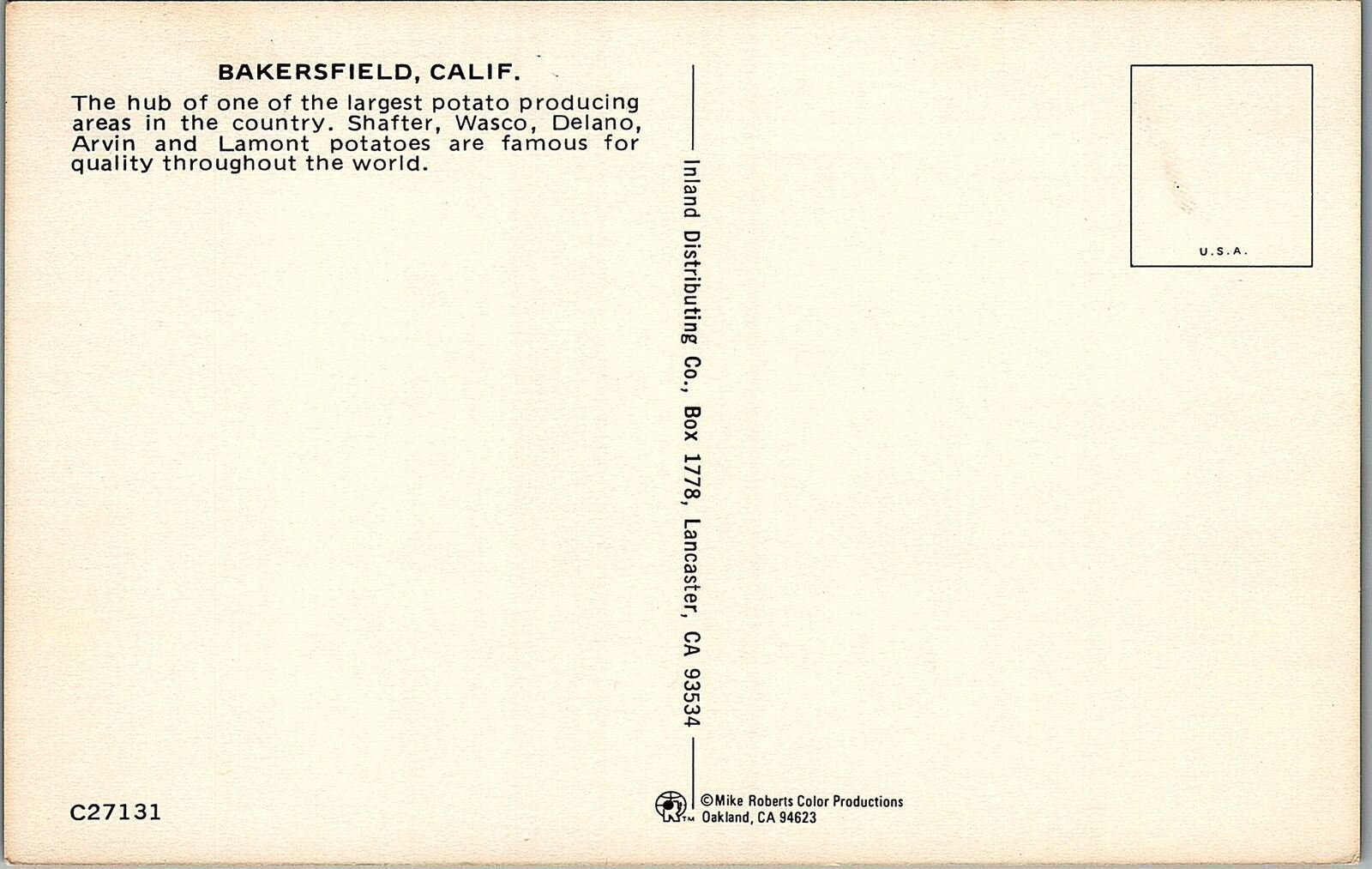 Vintage Bakersfield Kern County IS BIG Potato Country Exaggerated ...