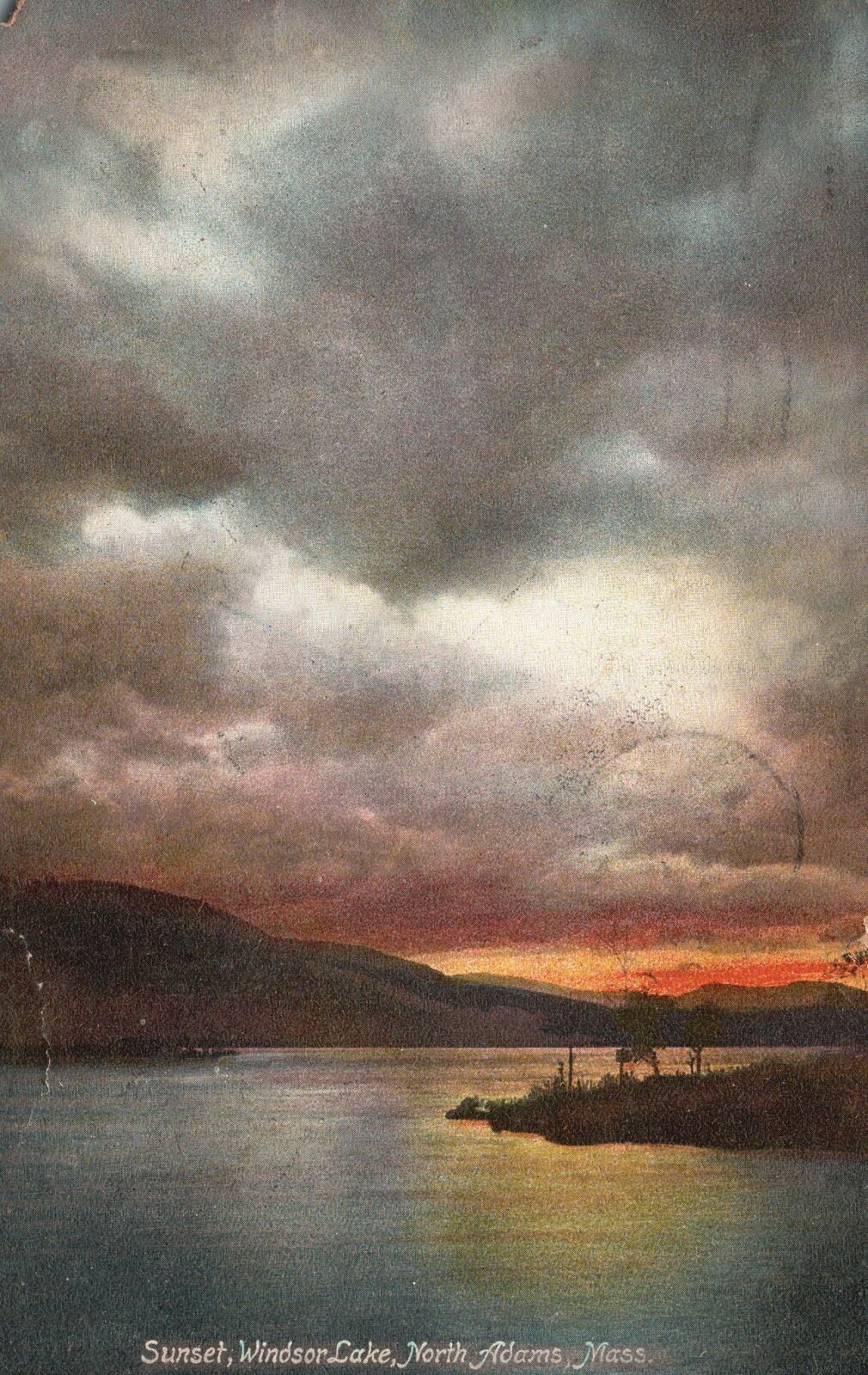 Vintage Postcard 1908 Sunset Windsor Lake North Adams Massachusetts ...