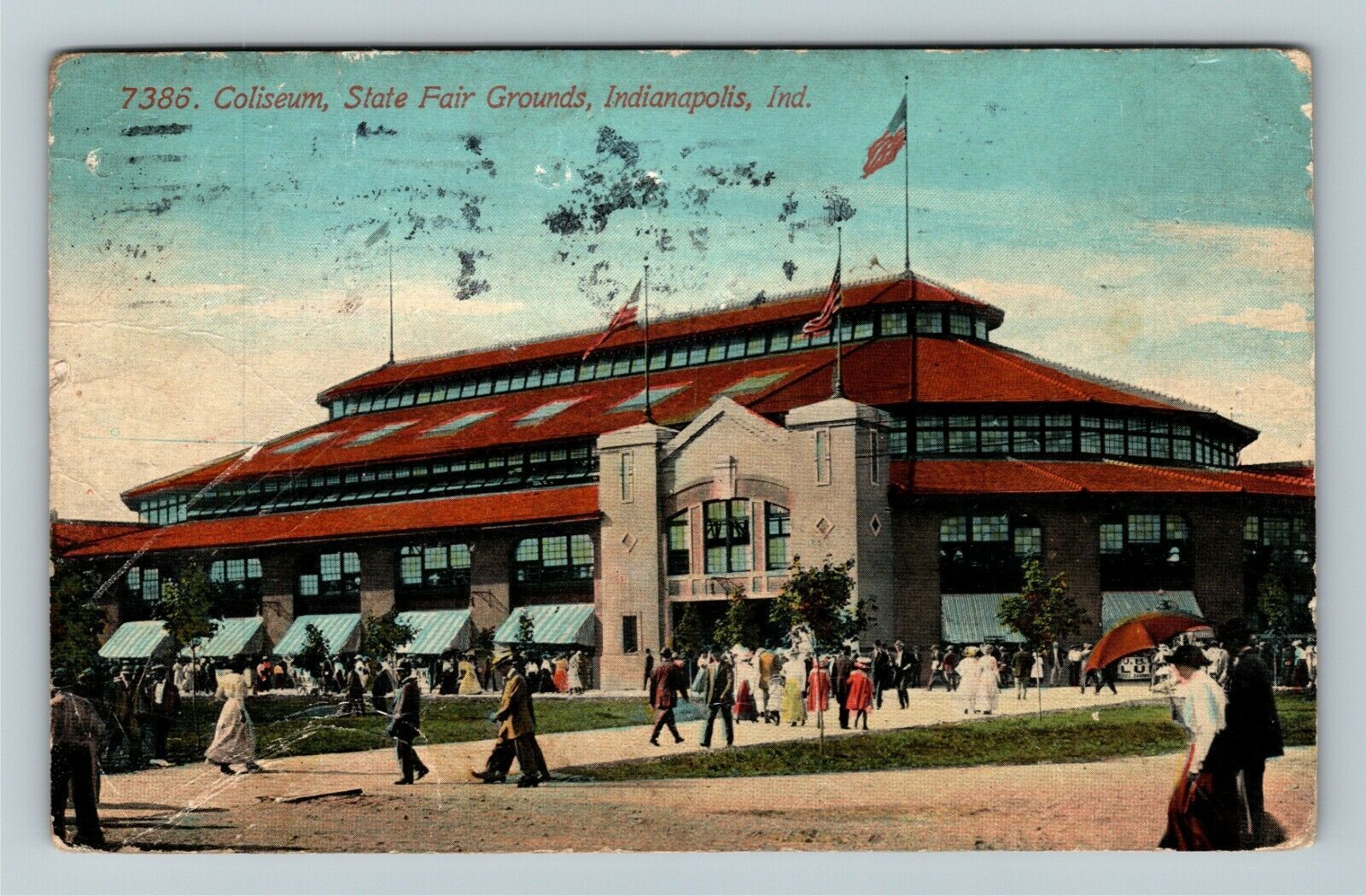 Indianapolis IN-Indiana Coliseum State Fair Grounds Crowd Vintage c1914 ...