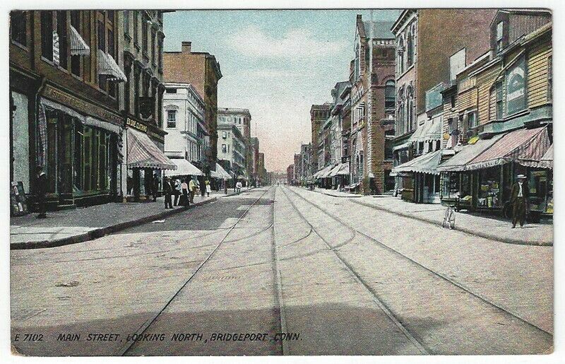 Bridgeport, Connecticut, Vintage Postcard View of Main Street, Looking ...