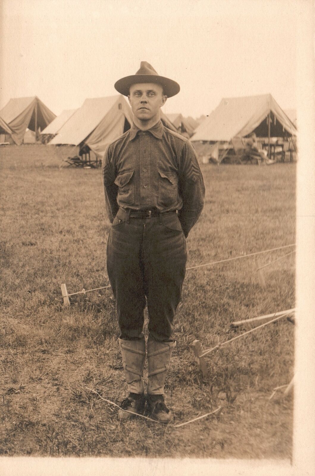 Vintage Postcard 1910s Military Camp Training Field Army Soldier in ...