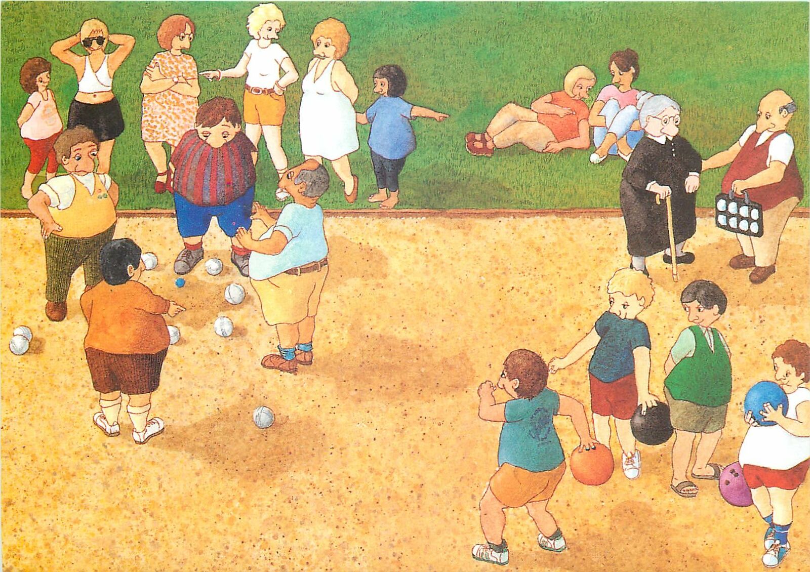 Aiken Graphics North Devon seaside humour comic beach boule game ...