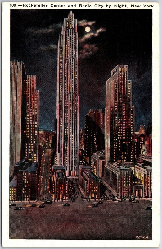 1935 Rockefeller Center And Radio City By Night New York NY Posted ...