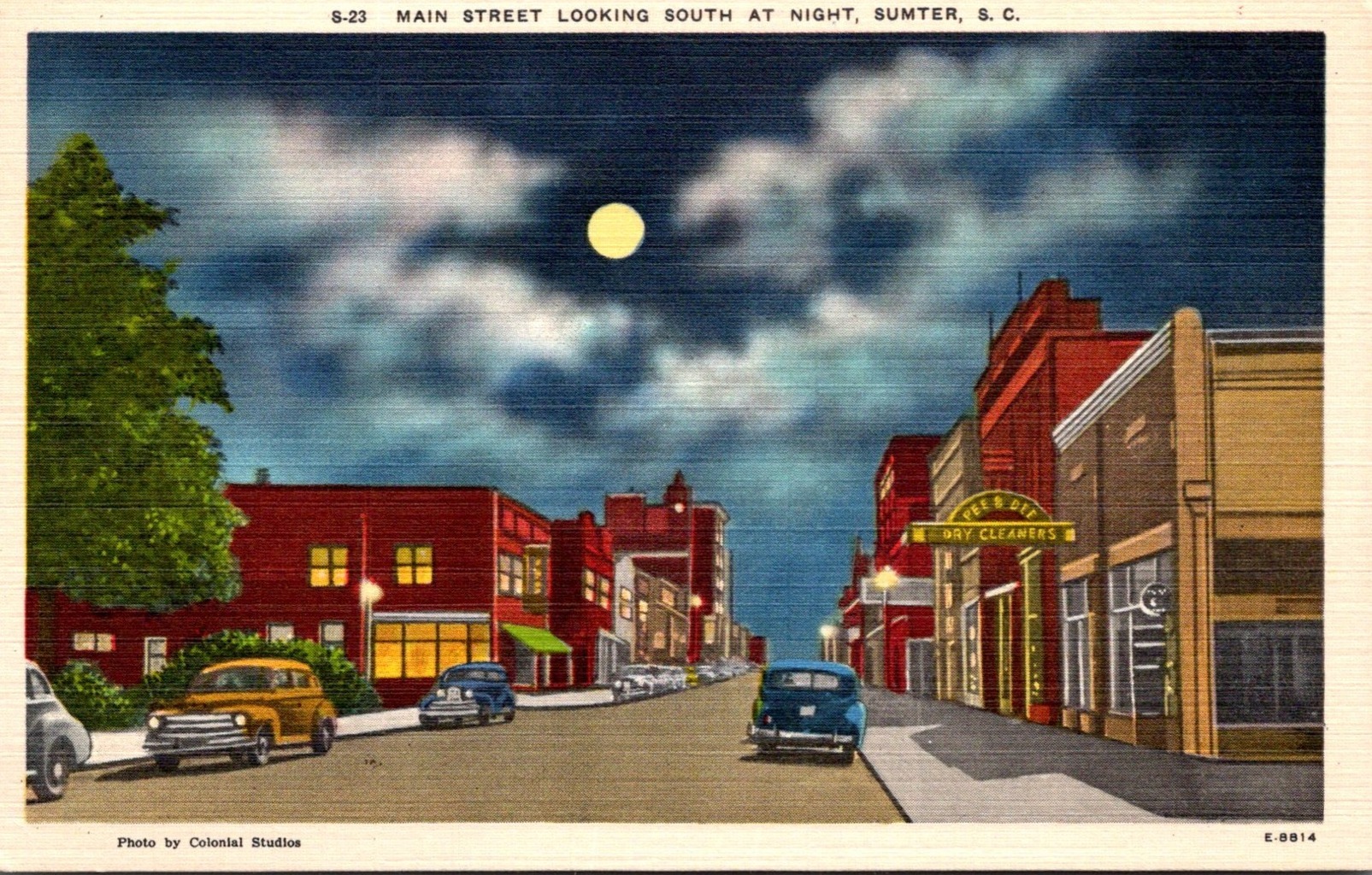 South Carolina Anderson Main Street Looking South At Night | United ...