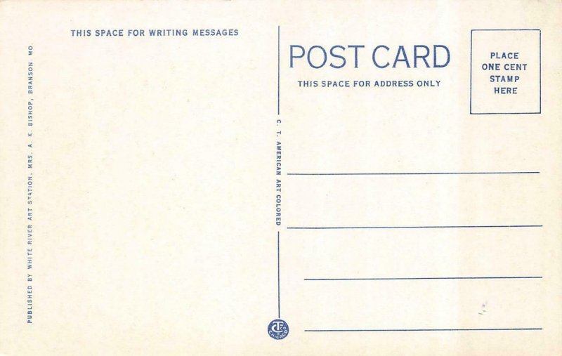 BRANSON, Missouri MO STREET SCENE~BRIDGE~RIVERBOAT Bird's Eye c1920's ...