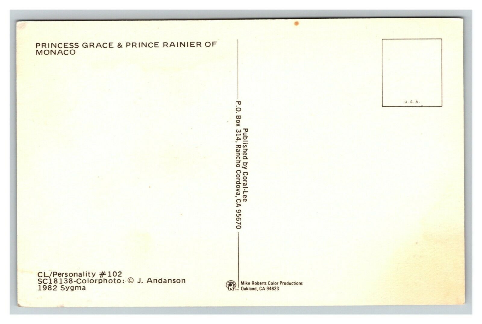 Vintage 1980's Postcard Princess Grace & Prince Rainier of Monaco ...