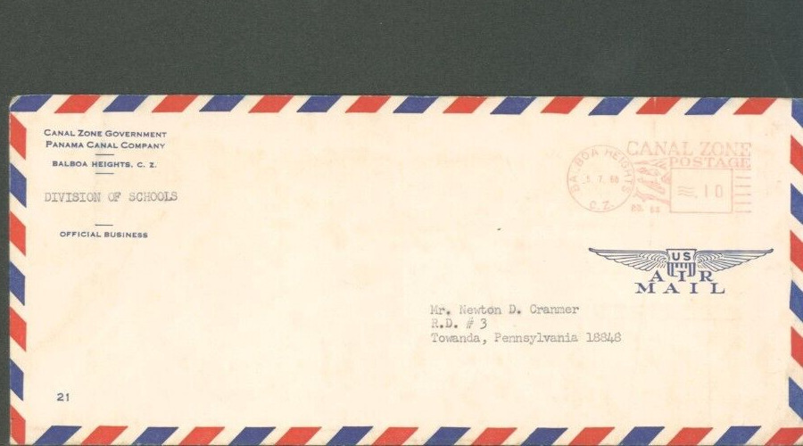 Panama Canal Company Balboa Heights Canal Zone Government-1968 AIR Mail ...