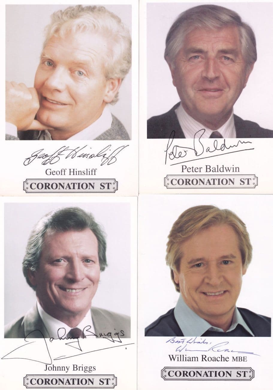 FOUR Coronation Street Facimile & Hand Signed Epic Male Actor Cast Card ...