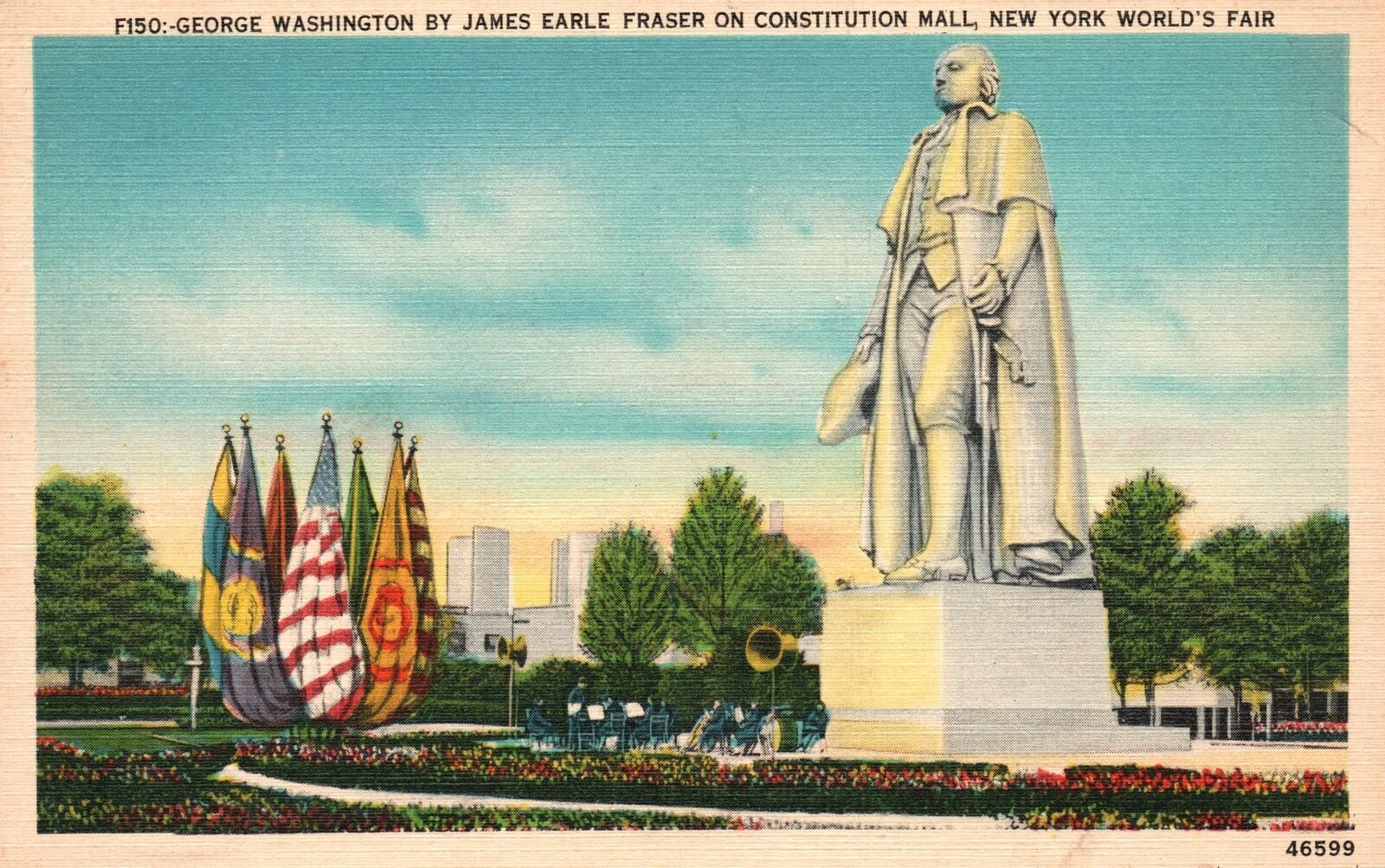 Vintage Postcard 1920's George Wash. James Fraser Const. Mall NY World ...