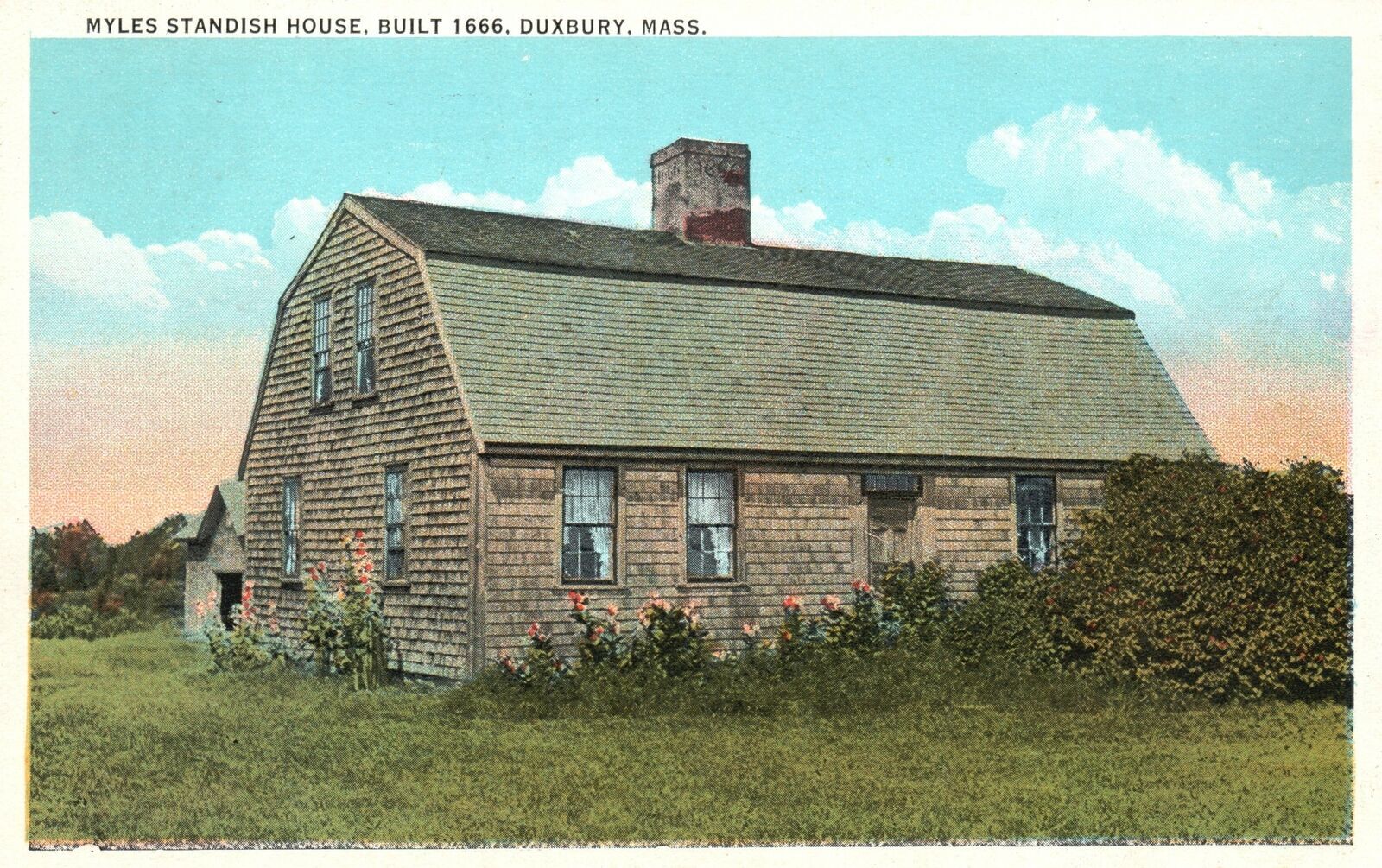 Vintage Postcard Myles Standish House Built 1666 Duxbury Massachusetts ...