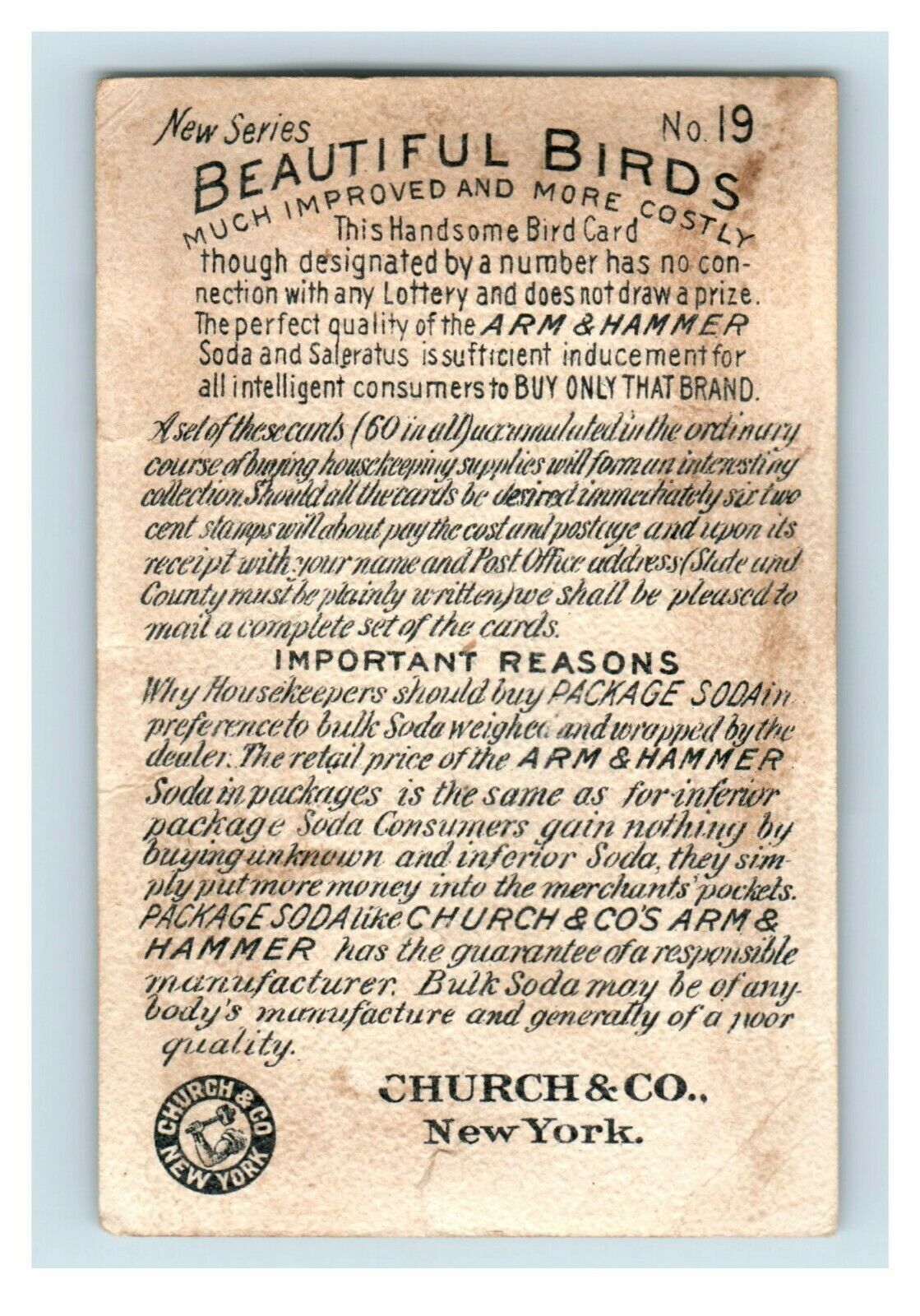 1880s-90s Arm & Hammer Beautiful Birds Series N0.19 Stone Chatter P210 ...