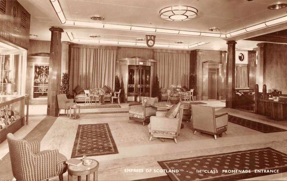 Empress of Scotland Steamer 1st Class Promenade Entrance Real Photo PC ...