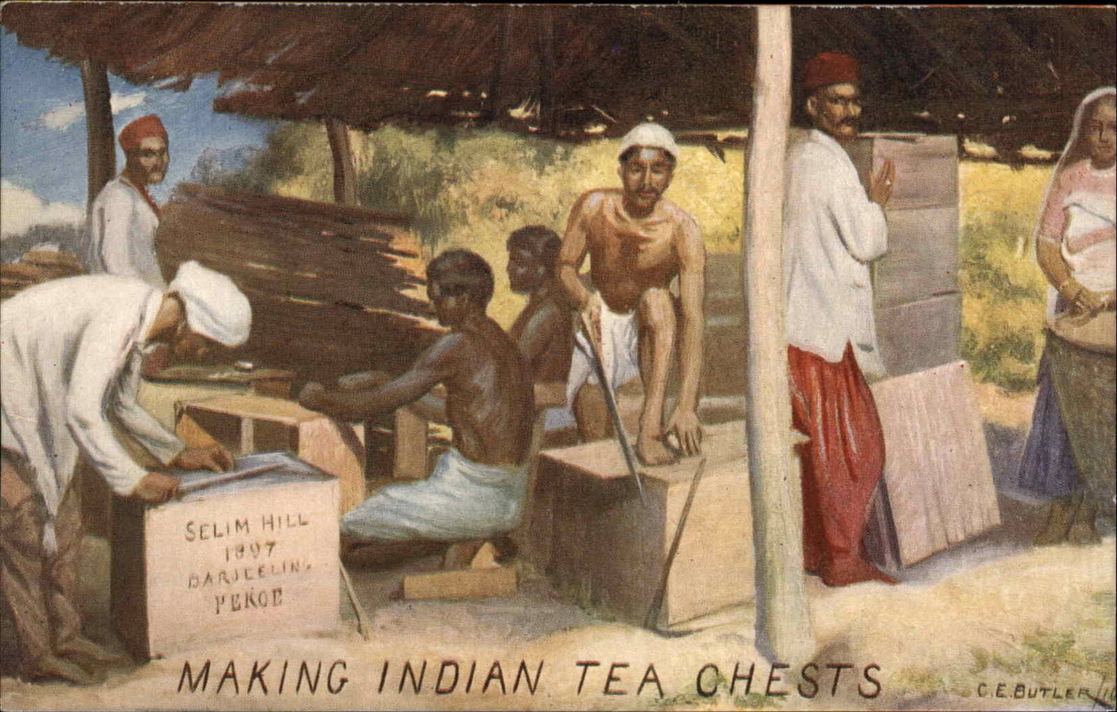 Antique Postcard A/s CE Butler Indian Met Making Tea Chests | Asia ...