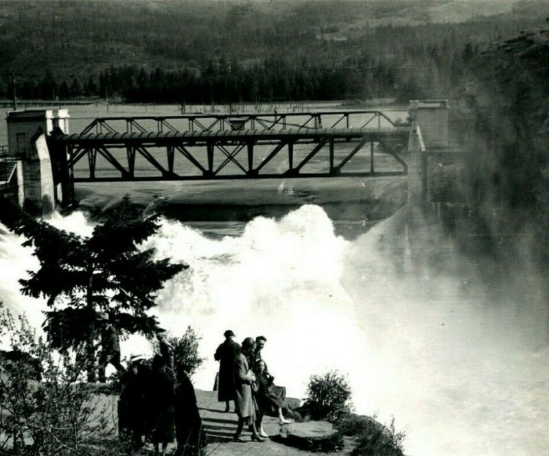 RPPC Post Falls Idaho ID View Overlooking Waterfall UNP 1940s Postcard ...