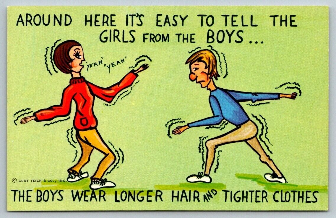 Vintage Cartoon Humor Postcard - Around Here It's Easy To Tell The ...