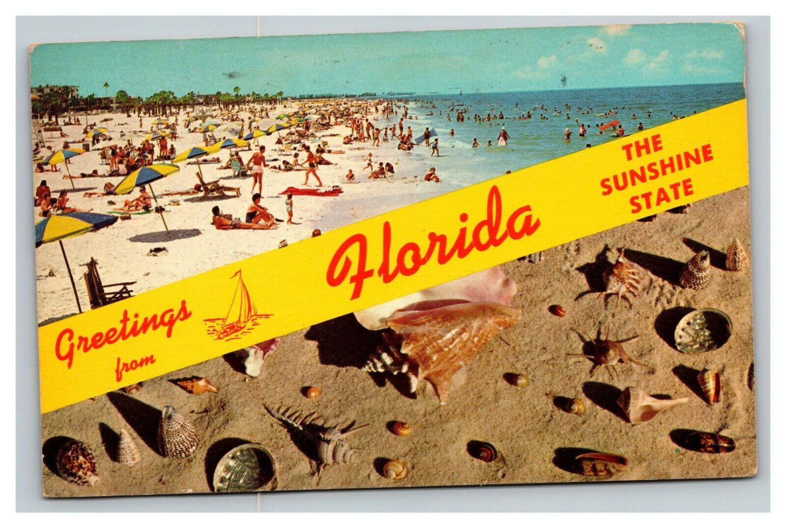 Vintage 1969 Postcard Greetings From Florida Sunshine State - Beaches ...