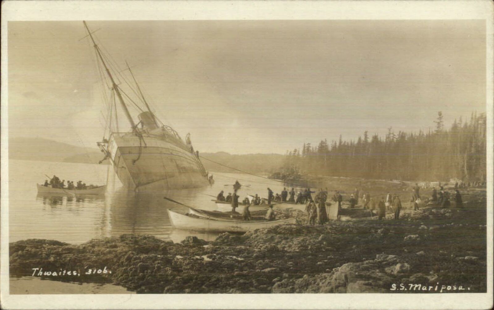 Shipwreck Ship SS Mariposa Sinking Bella Bella BC Thwaites Real Photo ...