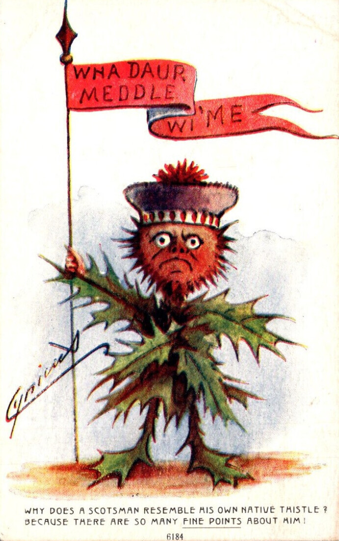 Humour Scotsman Resembling His Native Thistle Wha Daur Meddle Wi' Me ...