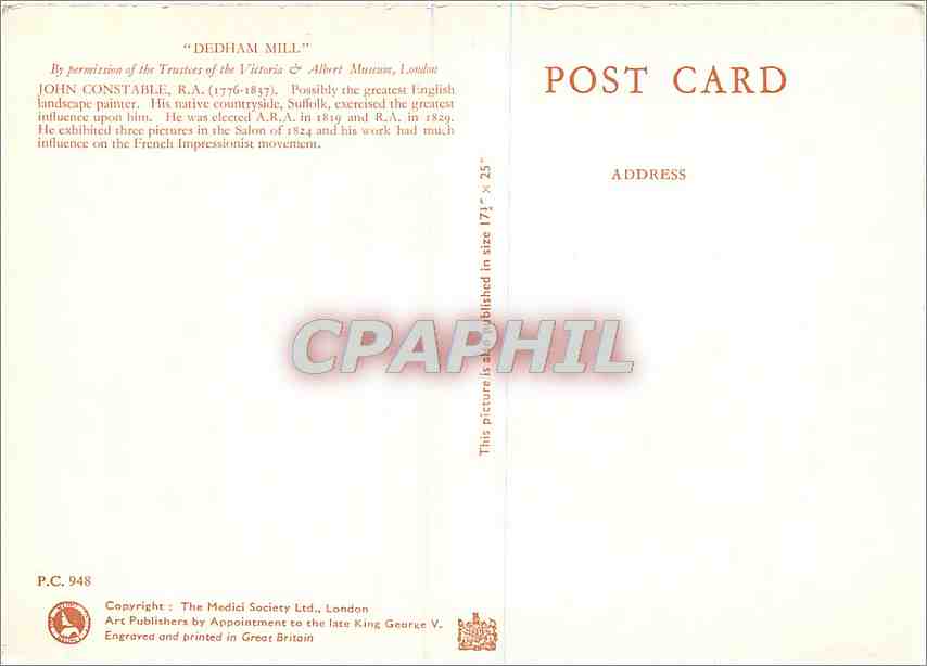 Postcard Modern Dedham Mill Victoria and Albert Museum London John ...