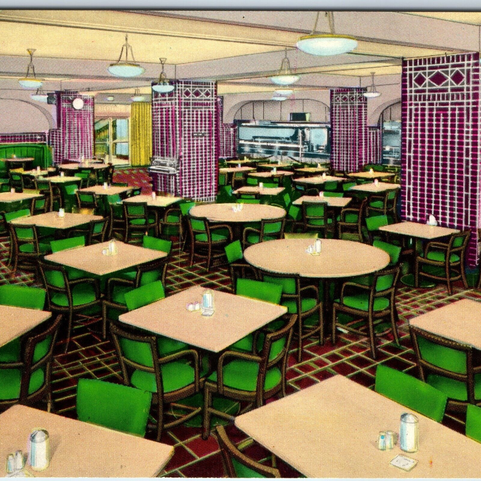 1954 Chicago, IL YMCA Hotel Cafeteria Interior, Retro Midcentury Modern ...