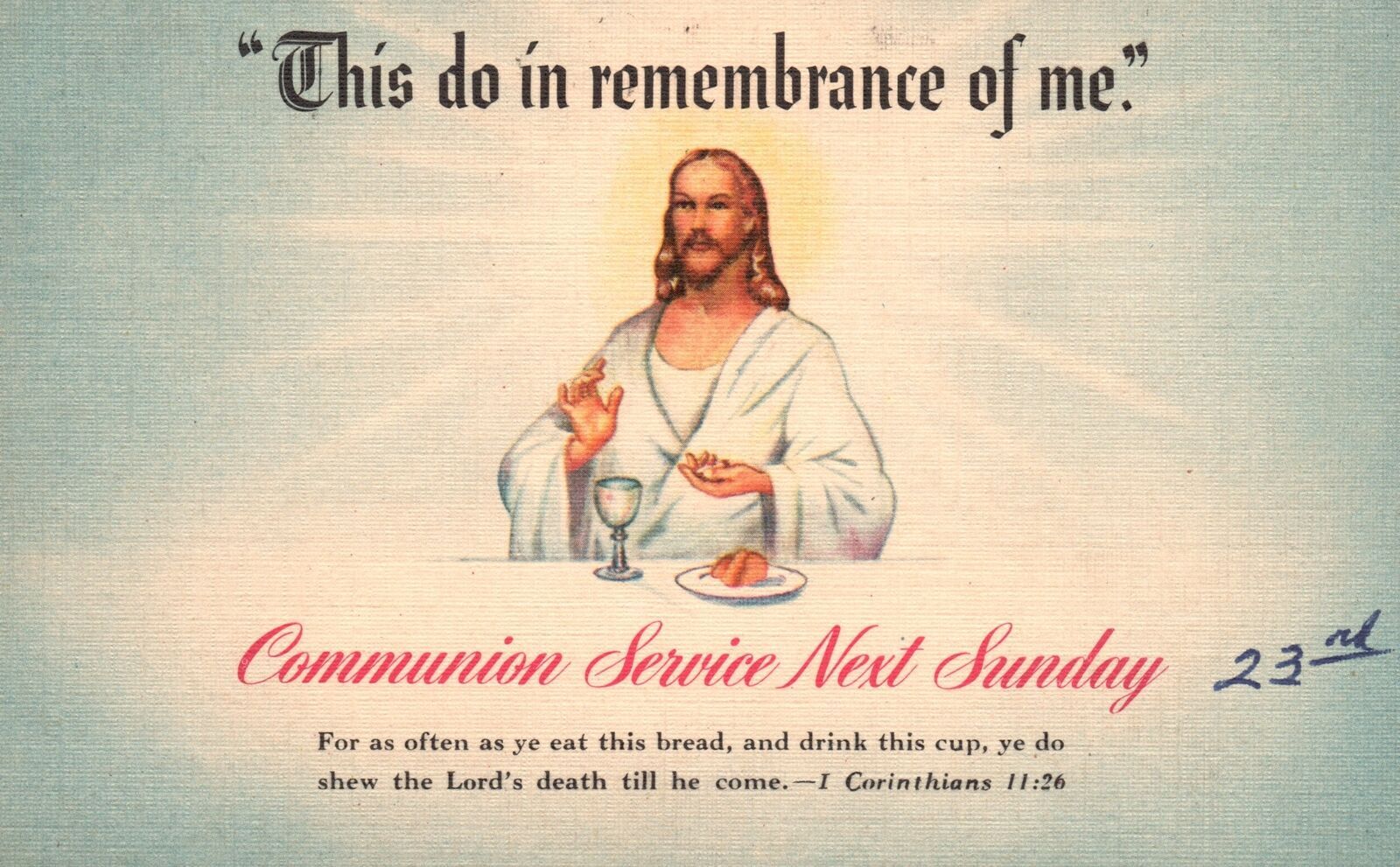 Vintage Postcard 1956 This Do In Remembrance Of Me Communion Service ...