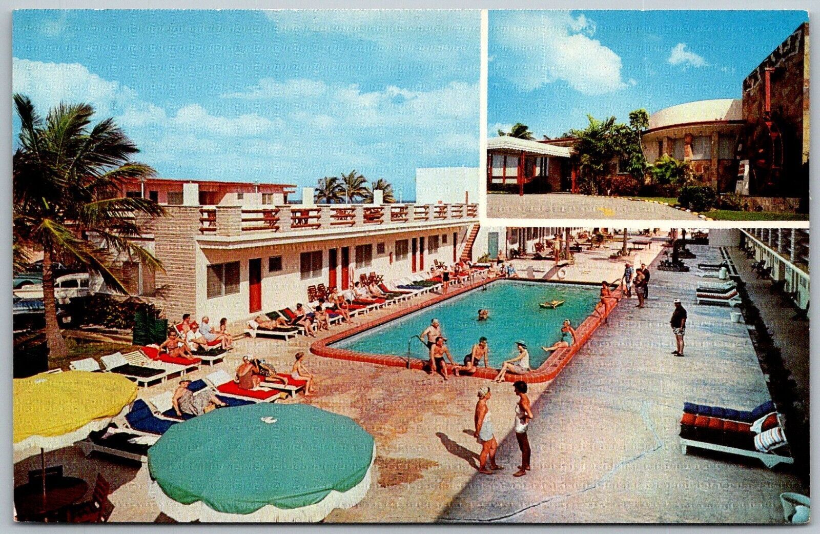 Miami Beach Florida 1960s Postcard Sun Ranch Resort Motel Swimming Pool ...