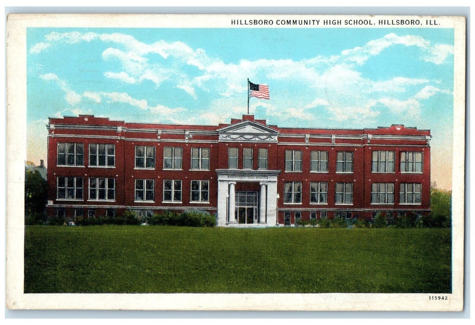 1936 Hillsboro Community High School Campus Building Hillsboro Illinois ...