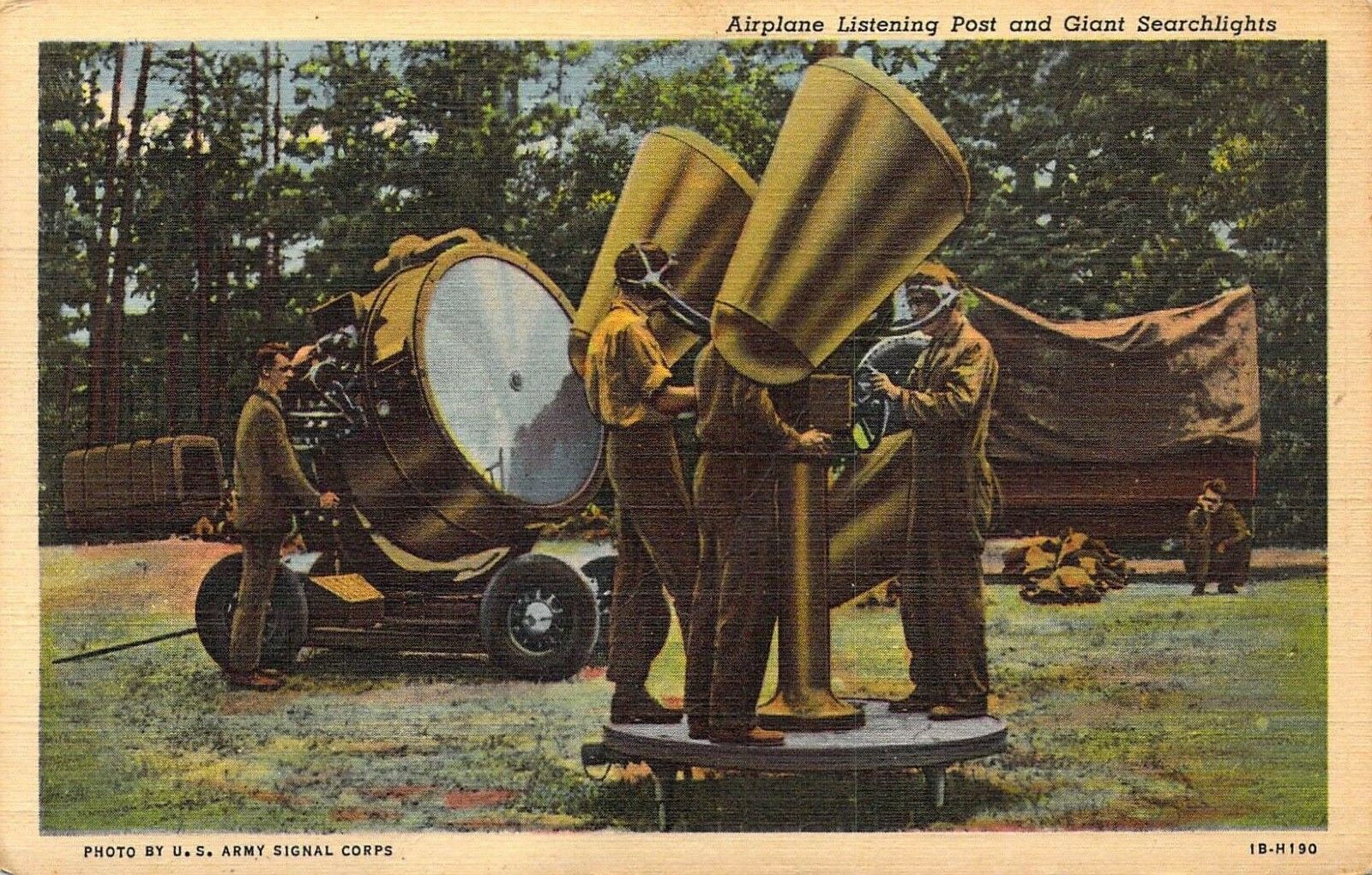 WW2, Linen, Airplane Listening Post and Giant Searchlights, Old ...