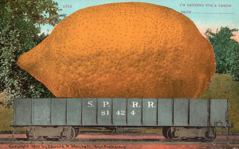 Vintage Postcard 1910's A Carload of Giant Lemon From San Francisco ...