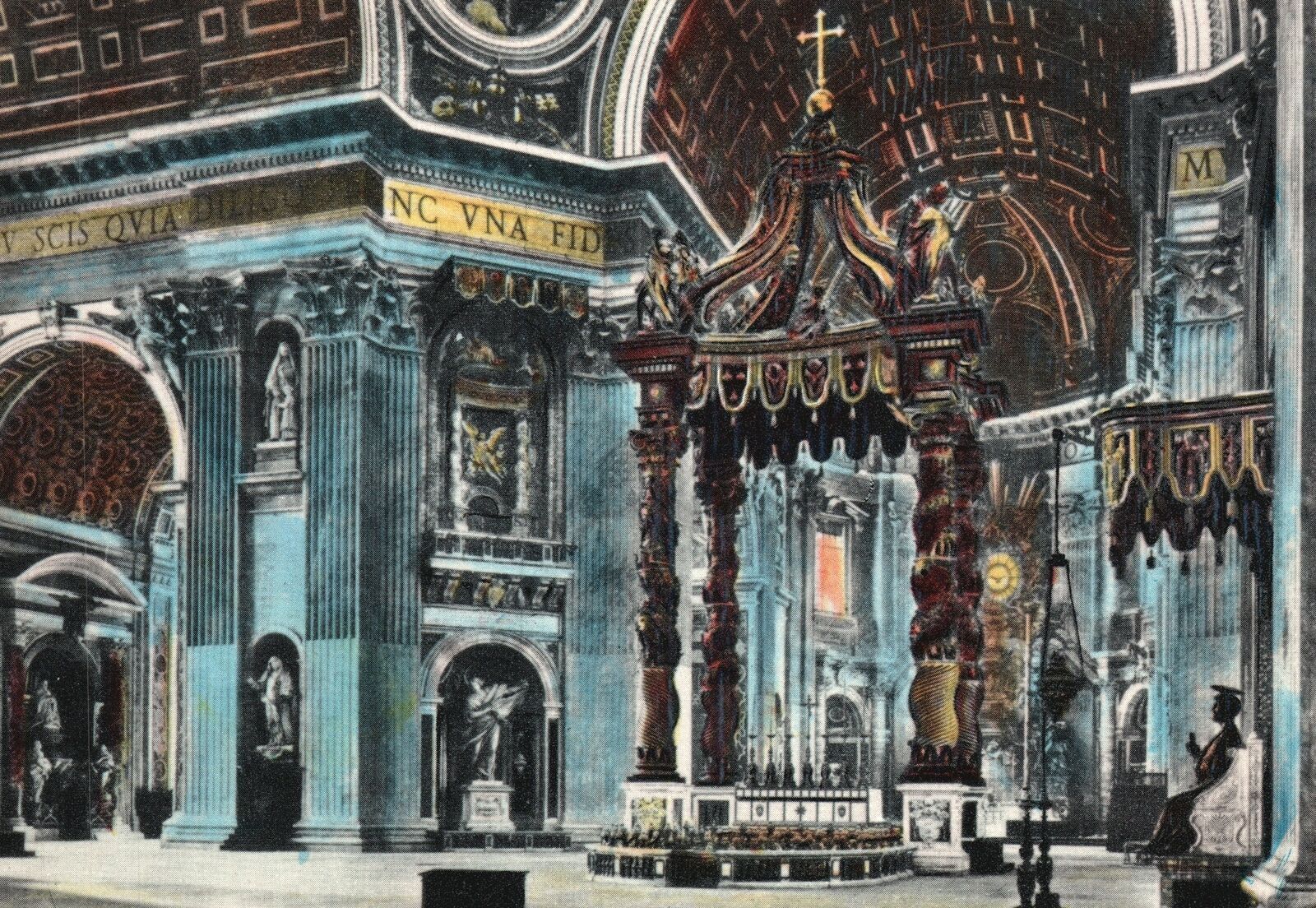 Vintage Postcard Basilica Di S. Pietro St. Peter's Basilica Interior ...