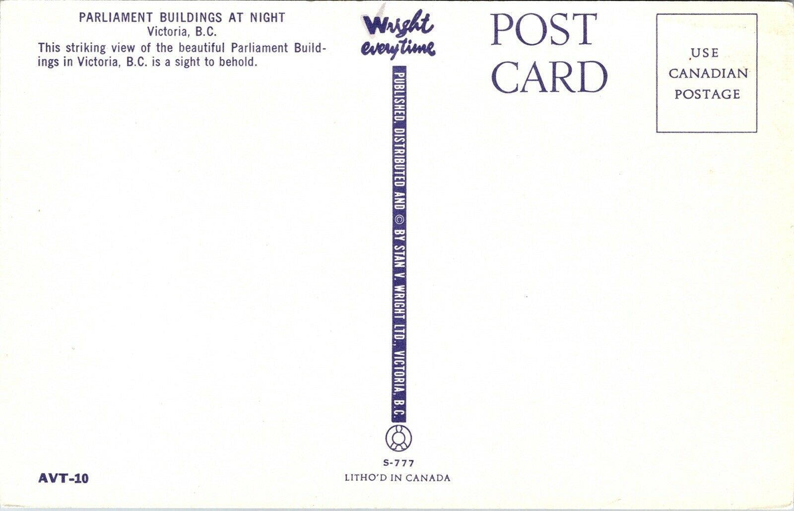 Parliament Buildings Night View Reflection Victoria BC Canada Postcard ...