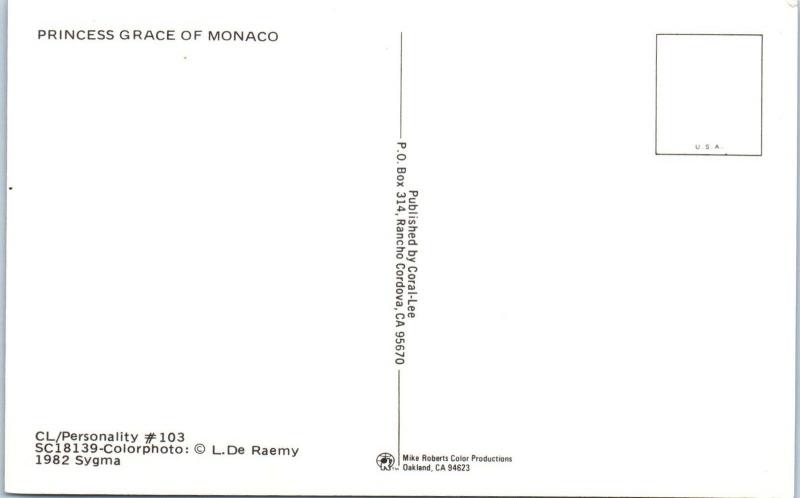 PORTRAIT of PRINCESS GRACE of MONACO 1982 Postcard by CORAL-LEE ...