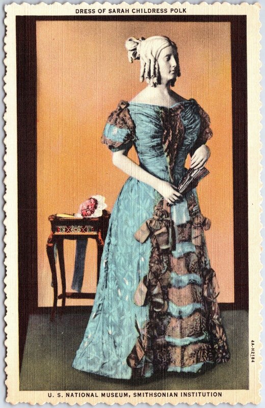 Vintage Postcard Dress of Sarah Childress Polk at Smithsonian Museum ...