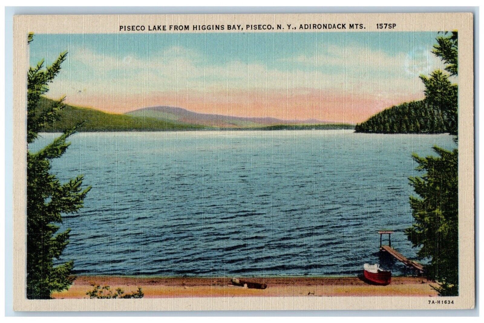 c1940's Piseco Lake from Higgins Bay Adirondack Mts. Piseco NY Postcard ...