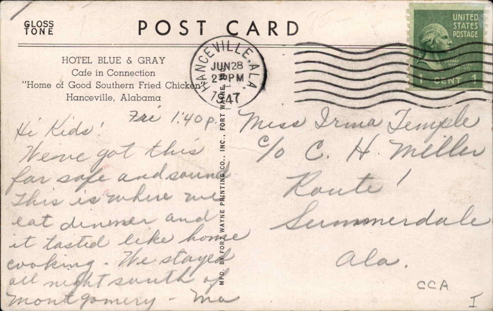 Hanceville North of Birmingham AL Pan-Am Gas Station 1940s Postcard ...