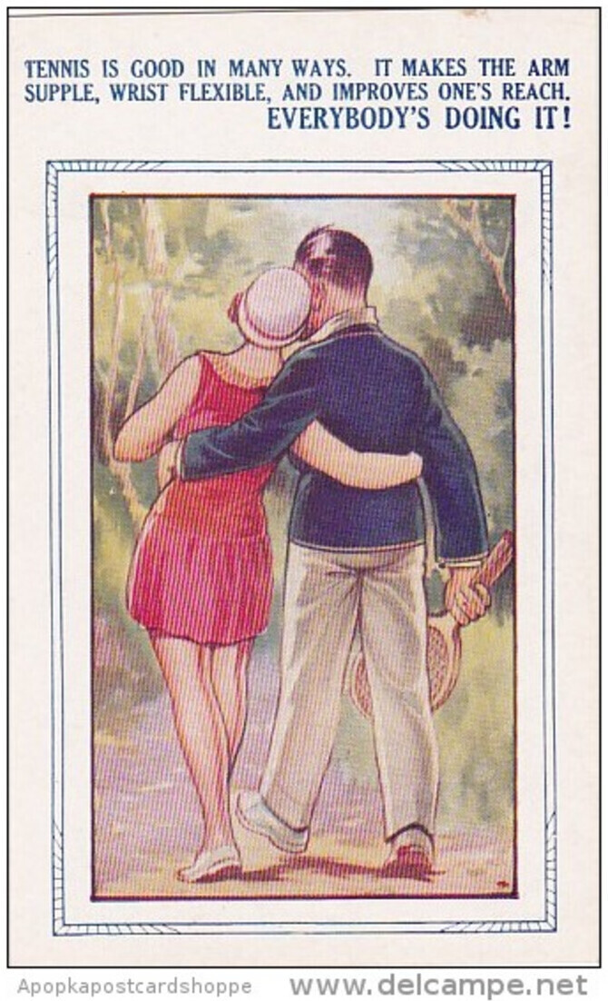 Bamforth Tennis Comics Couple Walking With Tennis Rackets | Topics ...