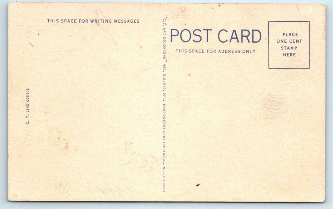 RAY WALTERS Line Comics RISQUE CLOTHESLINE C-62 ca 1940s Linen Postcard ...