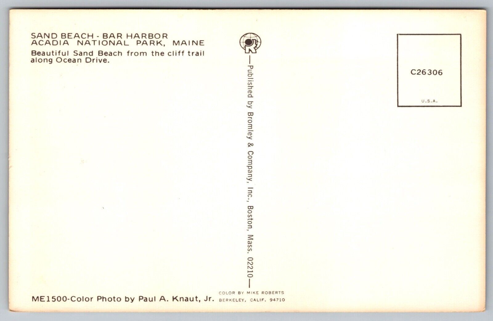 Sand Beach Bar Harbor Acadia National Park Maine ME Ocean Dr Postcard ...