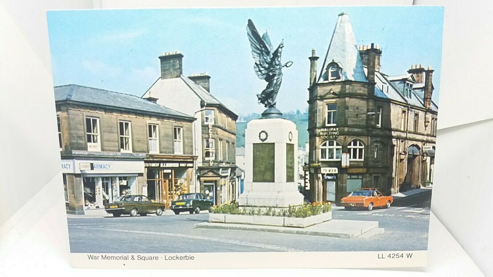Vintage Postcard War Memorial and Square Town Centre Lockerbie 1970s ...