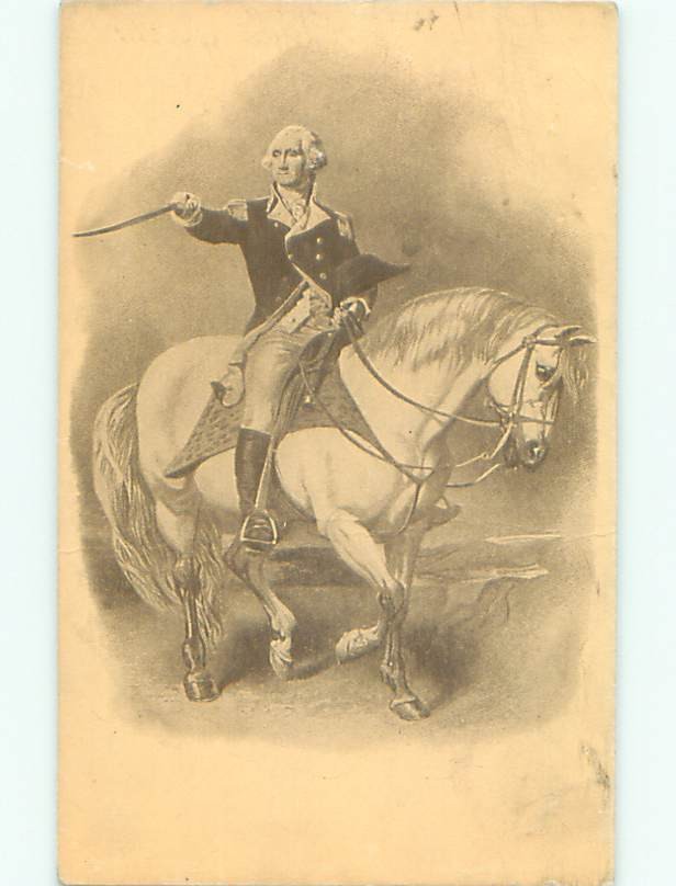 Pre-Linen Patriotic GEORGE WASHINGTON RIDING HIS WHITE HORSE AC0869 ...