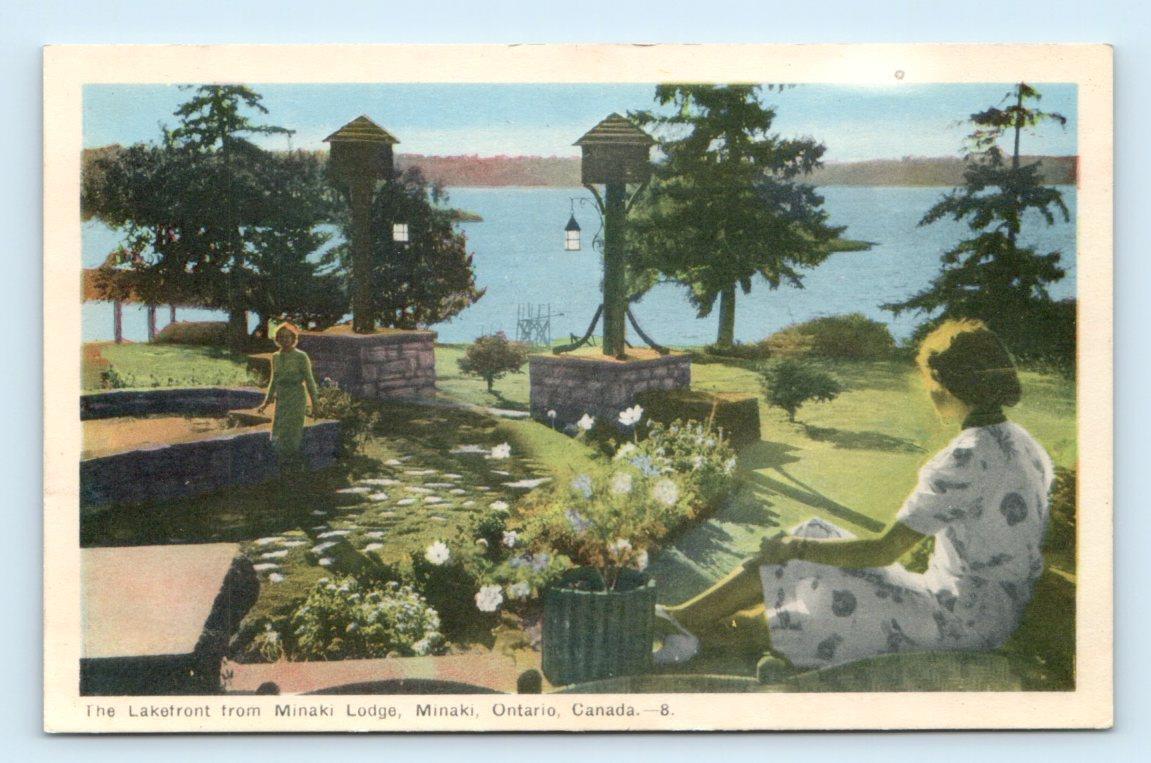 MINAKI, ONTARIO Canada ~ Lakefront from MINAKI LODGE c1940s Roadside ...